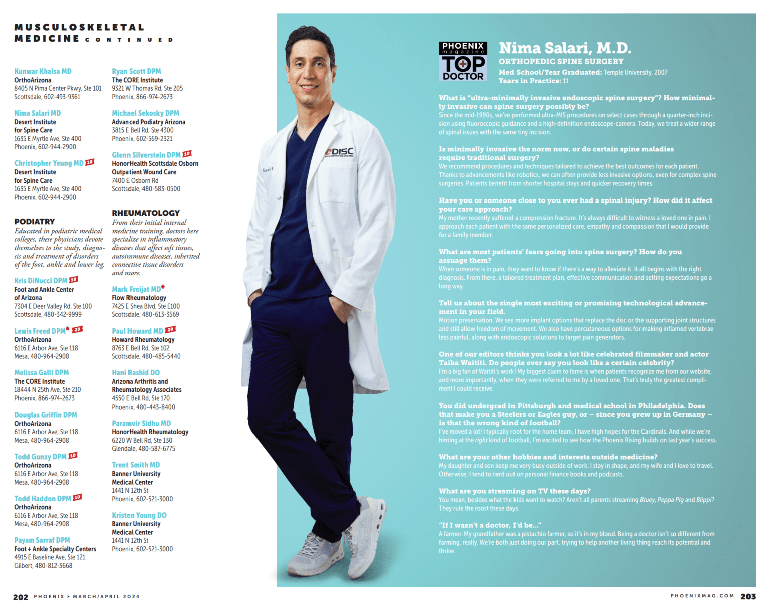 Dr. Salari Named to Phoenix Magazine Top Doctors for 2024