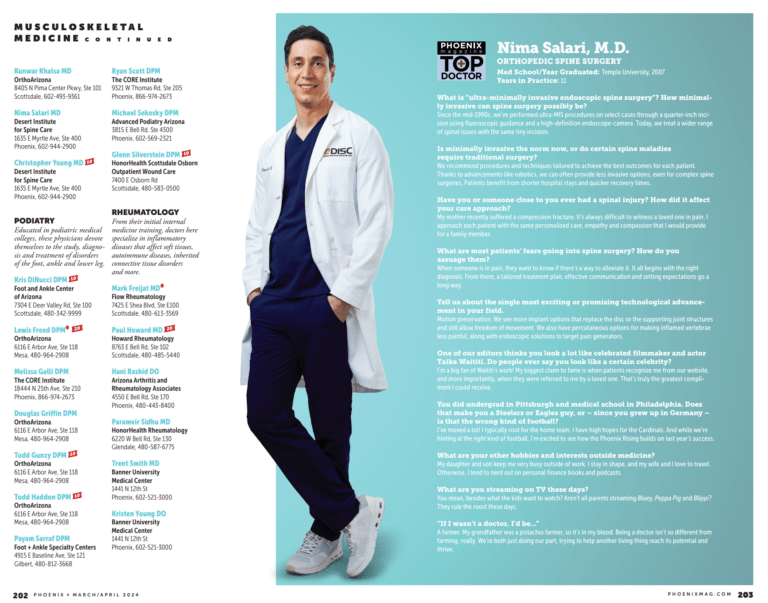 Dr. Salari Named to Phoenix Magazine Top Doctors for 2024